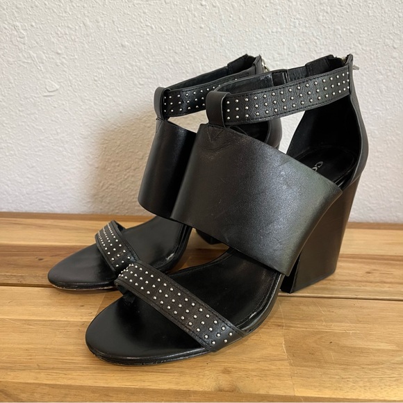 Coach | Shoes | Coach Dessa Studded Block Heeled Sandals Semi Matte ...